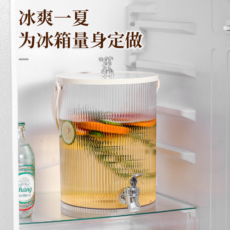 轻奢冷水壶带龙头家用大容量冰箱储冰水桶水果茶饮料桶凉水杯套装