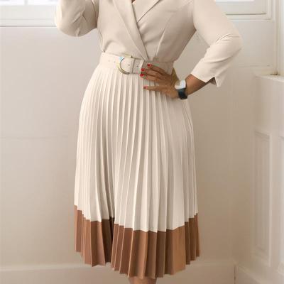 Elegant pleated dress with a suit collar西装领优雅压褶连衣裙