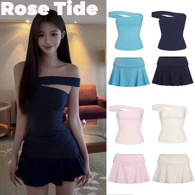 正品折扣Skims斜肩抹胸半身裙