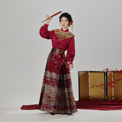 织造司[故宫春景]云肩立领衬衫明制仿妆花马面裙汉服订婚服敬酒服