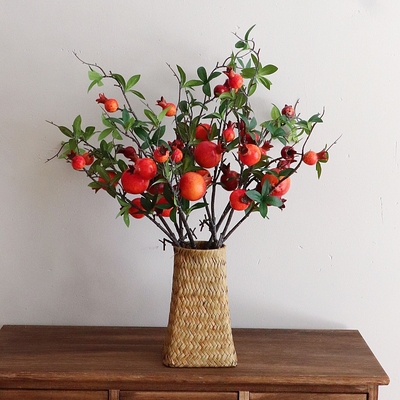 仿真水果6头红色石榴果装饰客厅