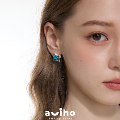 aviho 南法假日清透琉璃花朵耳钉俏皮小众设计高级感花瓣耳环耳饰