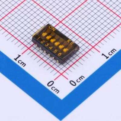 DSHP06TJGER 拨码开关 6位 1.27mm脚距内弯脚 拨码开关 SMD-12P,5