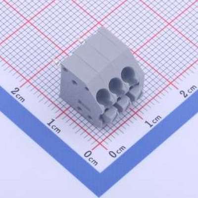 250-203 弹簧式接线端子 1x3P 3.5mm 每排P数:3 排数:1 插件,P=3.