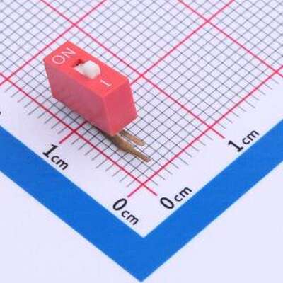 DSDA01LHGETR 拨码开关 2.54mm 宽体红色1位弯脚90°拨码开关