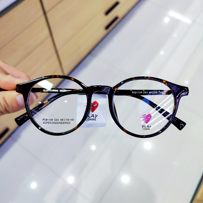 川久PLAYCOMME眼镜框女韩版潮男圆形超轻显瘦黑色近视眼镜架61159