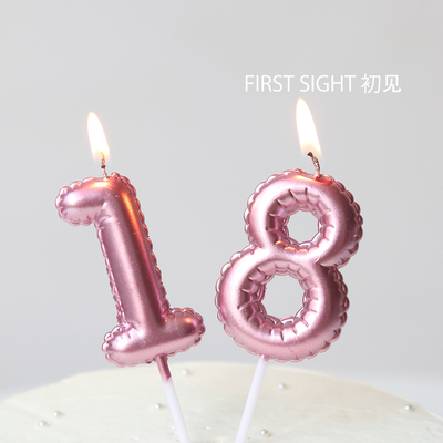 粉色少女心数字蜡烛生日装饰蛋糕插件成人周岁生日派对布置装扮