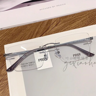 Prsr新款帕莎超轻无框复古近视女钛架配度数防蓝光眼镜框PJ79011