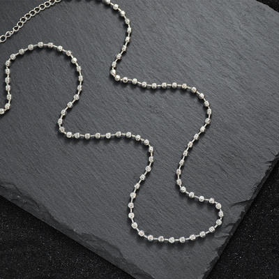 复古多棱圆珠车花素链裸链项链女