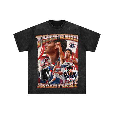 球星T恤美式水洗宽松嘻哈重磅复古短袖华盛顿奇才普尔