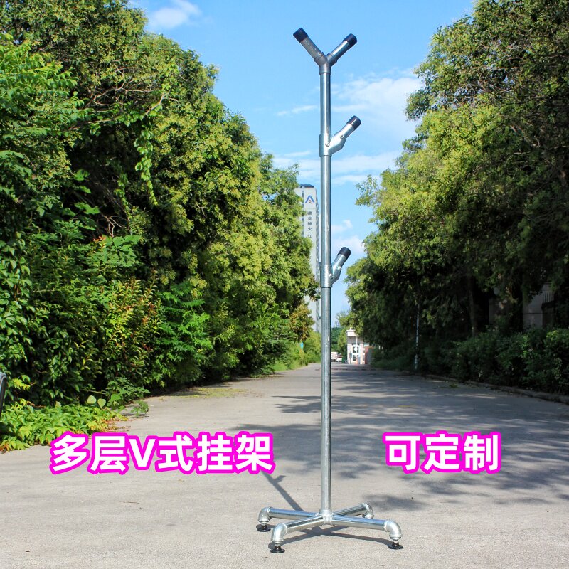 落地式简约衣帽间多层V式挂架手动升降可定制置地晾晒衣架双杆式
