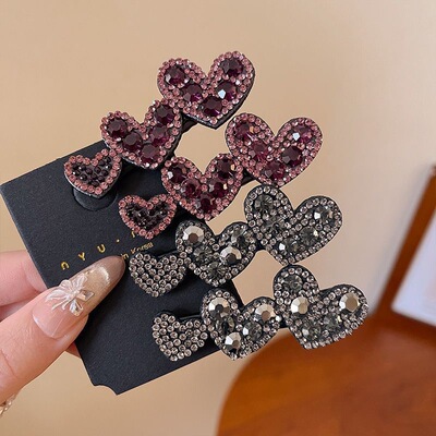 韩国高级爱心鸭夹捷克钻奥钻简约时尚刘海夹边夹高端奢华bb夹头饰