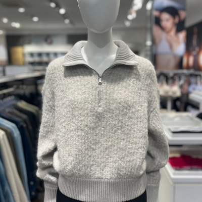 CK JEANS 韩国正品直邮  女士时尚半拉链套头针织衫 J224565