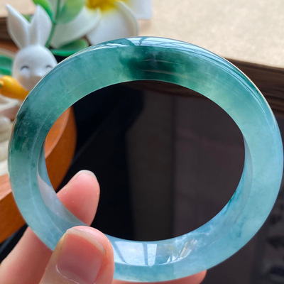 12.28批12364号54-12-8.9 冰飘花果冻镯！烟雨朦胧的蓝绿色！