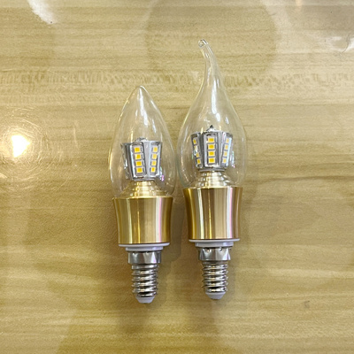 E14小螺口小头蜡烛灯无频闪暖白尖泡拉尾7瓦高显色led水晶灯吊灯