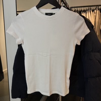 Theory女士螺纹莫代尔短袖针织衫