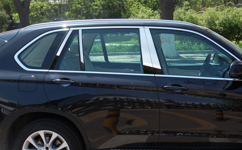 12款宝马 X5 E70改装车窗亮条BC中柱立柱电镀亮丽黑贴件_虎窝淘