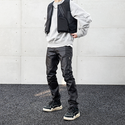 jdkz欧美高街拉链牛仔裤涂层