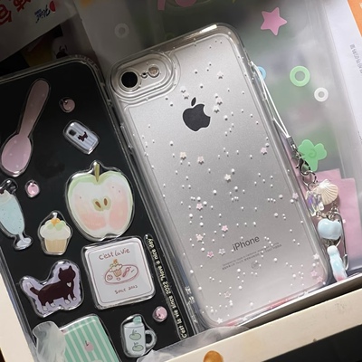 白色星星雪花适用15苹果14ProMax手机壳iPhone12全包14可爱13Pro软15Promax防摔11保护套16女Xsmax软8pus情侣