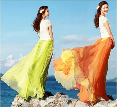 两穿飘逸风大摆百褶雪纺连衣裙