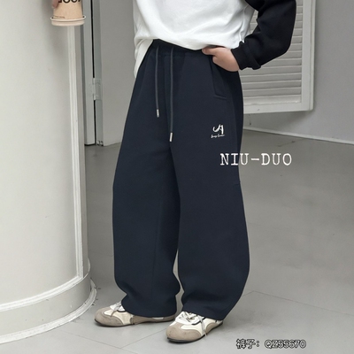 牛哆哆儿童弯刀裤2026春季新品女童针织裤男童休闲宽松长裤55670