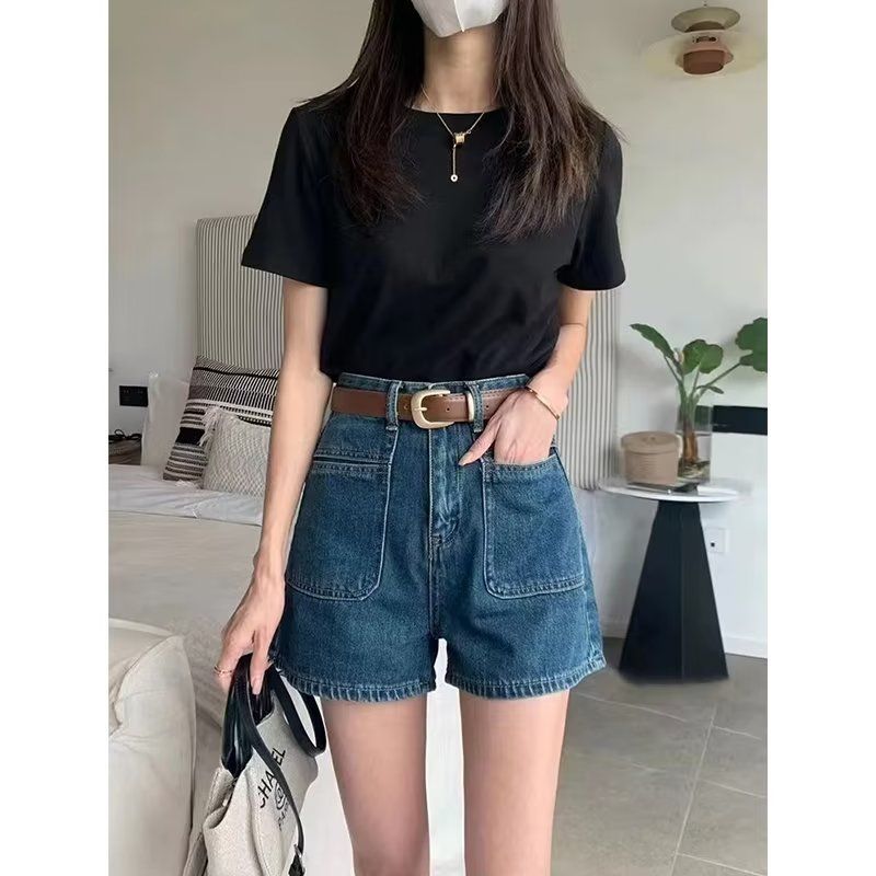 潮牌牛仔短裤女薄款夏季2023年新款设计感a字高腰显瘦超短裤ins潮