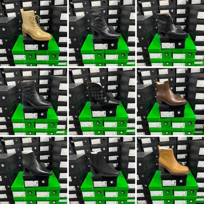 意大利手工真牛羊皮短靴高矮方跟拉链套筒短靴36码合集241-264号