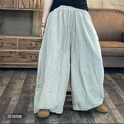 FF 7597 春季新品麻休闲百搭直筒阔腿裤女士裤子 臀围140长90