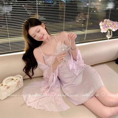 性感轻奢花朵网纱仙女睡裙