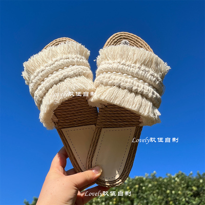 自制手工拖鞋编织流苏海边度假