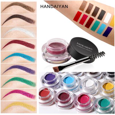 正品cos彩色眼线眉笔染眉膏白色蓝黄色紫色酒红脸部防水不掉色彩