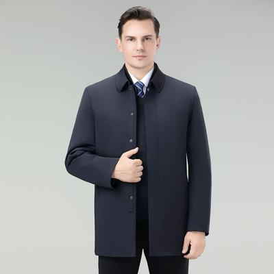 季中年男翻装领羽绒服中长款羽男士保2533-F暖可冬脱卸绒内胆外套