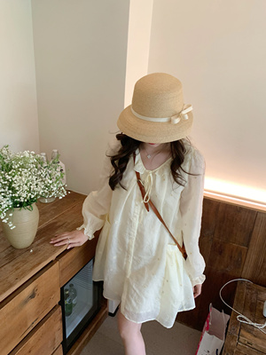 PINKMOON/夏日小雏菊 奶黄碎花甜美韩风连衣裙