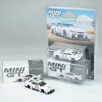 MINIGT 1:64 #1059 尼桑ER34 LB #23白色 超级剪影 合金汽车模型