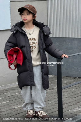 断码特价 专柜正品冬季新款男女童韩版90白鸭绒长款羽绒外套63304