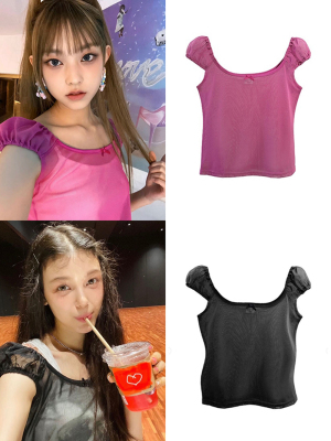 小飞袖甜酷薄款网纱材质甜心千禧