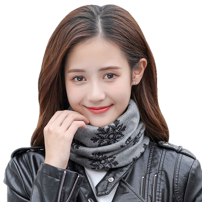 冬季两用灰色韩版多功能护颈围巾