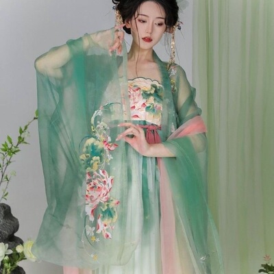 花神司汉服《风荷举》十二花神荷花神绣花大袖衫唐制古风诃子裙