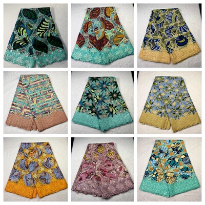 新款非洲洒金蜡染立体绣贴花布料Latest 3D appliqué wax 5yards