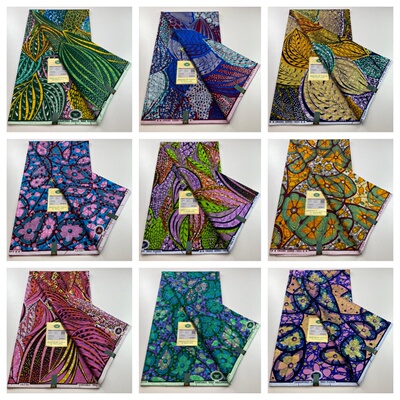 热销洒金蜡布批发African Grand Wax fabric blue and orange