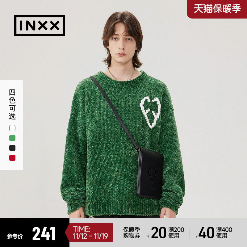 【INXX】ALLPICK明星同款毛衣雪尼尔圆领套头四色基础针织衫情侣_虎窝淘
