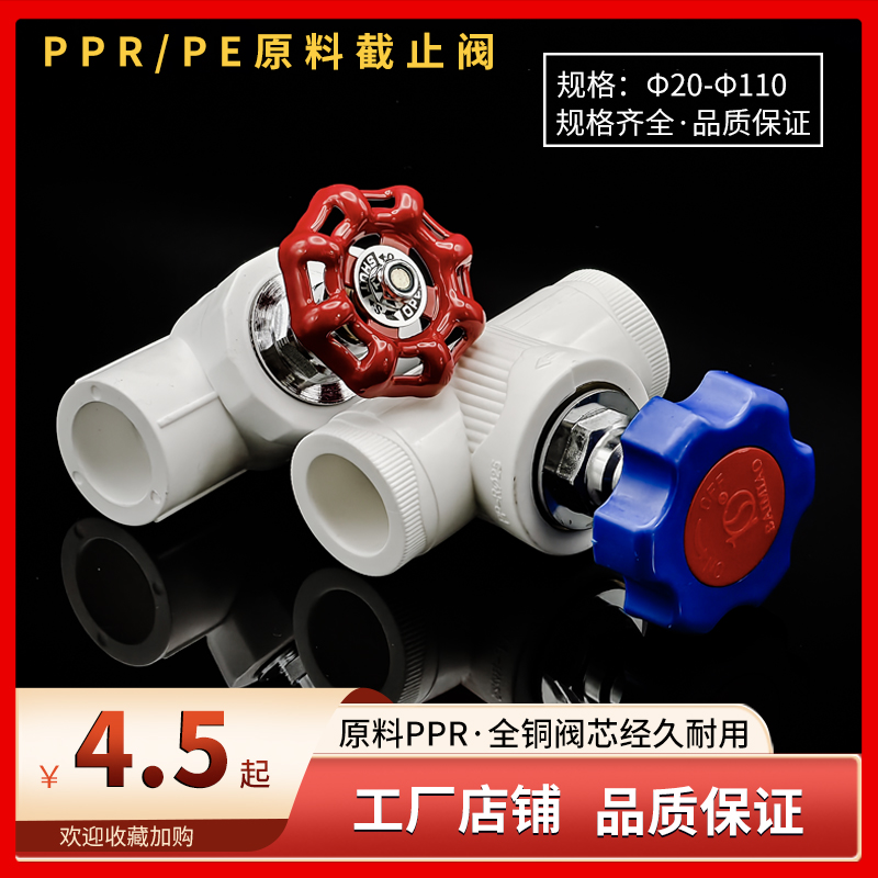Ppr截止阀闸阀4分6分1寸20 25 32自来水管开关全铜阀芯热熔连接 虎窝淘