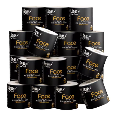 洁柔黑Face卷纸4层加厚200g每卷