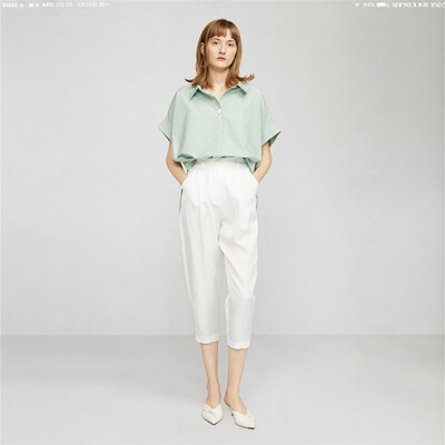 CAROLINE卡洛琳2021夏季专柜正品短袖衬衫上衣N62D3401-2180
