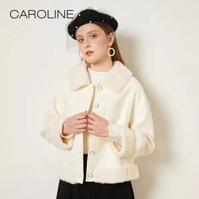 CAROLINE/卡洛琳羊毛短款长袖直筒毛呢外套秋季正品ECRBCA26-2980