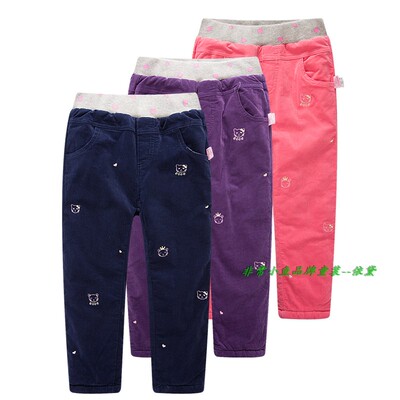 非常小鱼女童条绒棉裤夹