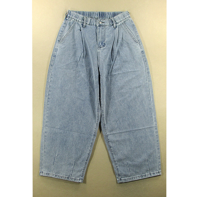 牛仔裤美式慵懒风阔腿裤松紧腰宽松哈伦裤九分裤C506/5583*02