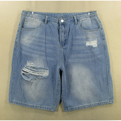 牛仔中裤五分裤男宽松短裤破洞高腰夏款全新品*I209/52533-04