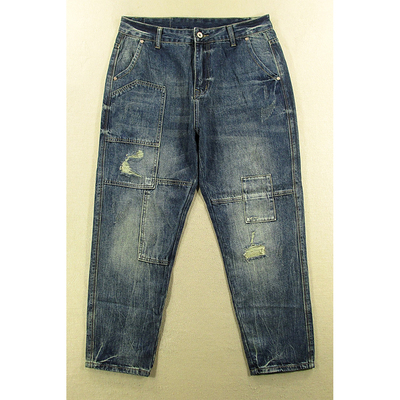 牛仔裤男美式薄款束脚无弹高腰哈伦裤九分裤破洞J308/2287*10