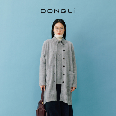 东黎小山羊绒高领羊绒开衫外套